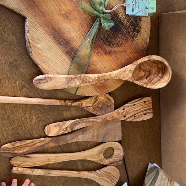 Olive Wood Utensil Set, Personalized Utensils, Engraved Utensils for ...