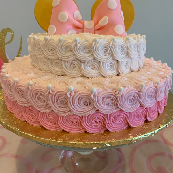 Edible Fondant Bow and Gold Ears Cake Topper - Etsy