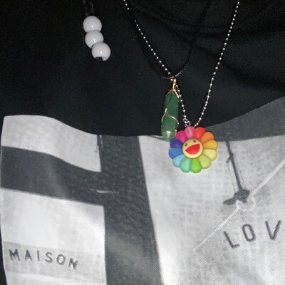 Rainbow Happy Face Necklace/ Hobi Flower Necklace/ Sunflower Necklace ...