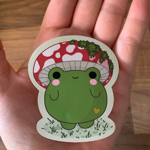 Mushroom Frog Sticker/cute Cottagecore Toad Die Cut/froggy Waterbottle ...