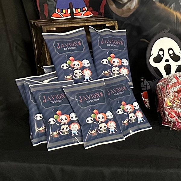 Horror Movie Birthday Snack Size Chip Bag Labels, Party Favors, Labels ...