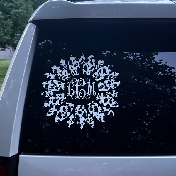 Flower Monogram Decal Sticker | Floral Monogram Decal | Flower Cup ...