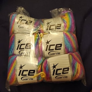 Picasso Rainbow Ice Yarns 64626 Blue Purple Green Yellow Orange Pink ...