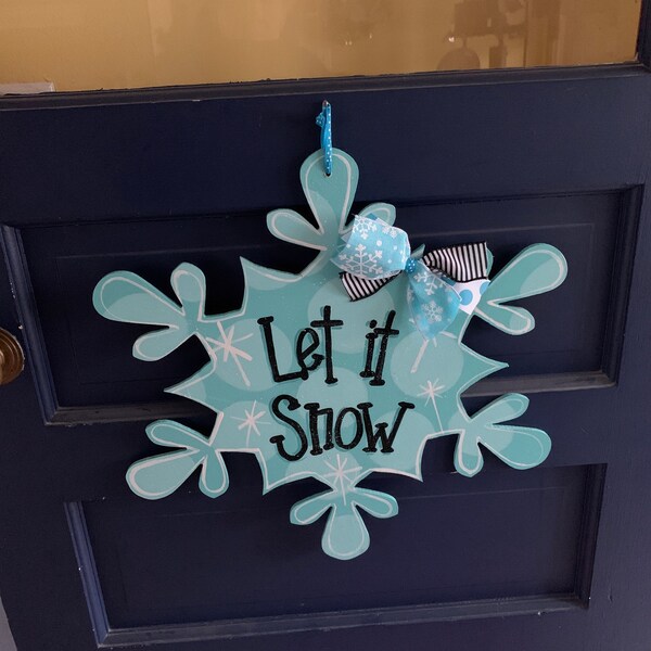 Snowflake Door Hanger, Winter Door Hanger, Winter Decor, Let It Snow ...