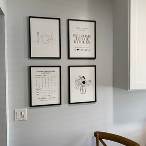 Kitchen Wall Art Set of 8 Kitchen Prints Kitchen Decor Kitchen Art ...