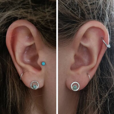 Minimalist Lobe Cuff Huggie Hoop Earrings and Chunky 14 Gauge Conch Ear ...