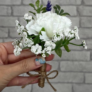 Dusty Blue Boutonniere for Man, Baby Blue Buttonhole, Artificial ...