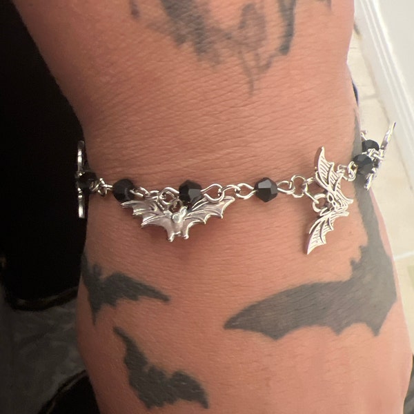 Goth Moth Bracelet Goth Jewelry Charm Bracelet Whimsigoth Bracelet - Etsy