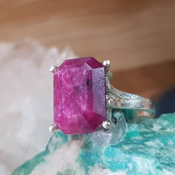 925 Sterling Solid Silver Ring Collet 10 X 8 Mm Octagon Cut Gemstone ...