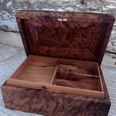 Handmade Secret Opening Wooden Jewelry Box,unique Trinket Box,burl ...