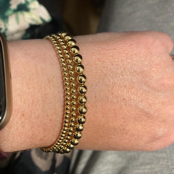 Gold Bead Bracelet Silver Bead Bracelet Gift Stack Gold Bead Bracelet ...