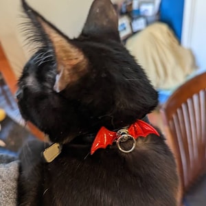 Gothic CAT Collar With Red Bat Wings and Breakaway System, Vegan ...