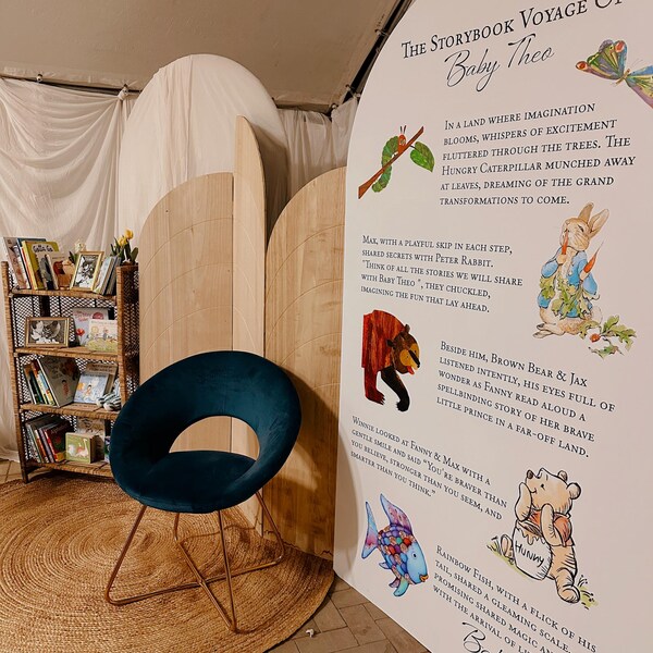 Tale of New Beginnings Baby Shower Backdrop - Whimsical Storybook Theme ...