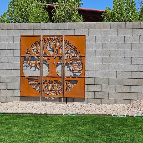 Tree of Life Metal Privacy Screen Set of 3, Large Home & Garden Décor ...