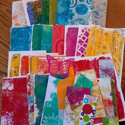Mini Painted Scrap Pack Colorful Painted Scrap Paper Set Altered Junk ...