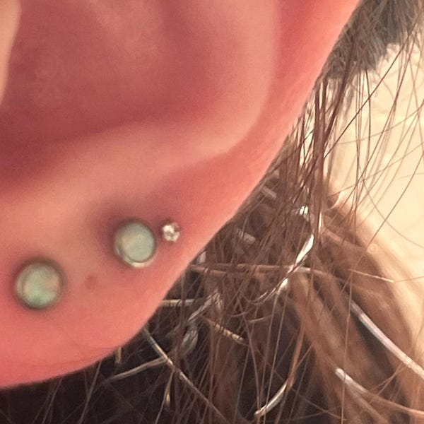 Titanium Vertical Dangle Hidden Helix Piercing, Threaded Flat Back Stud ...