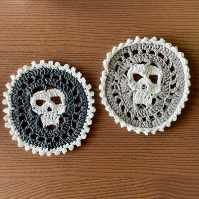 Crochet Pattern Mr Bones Skull Coaster Digital PDF - Etsy
