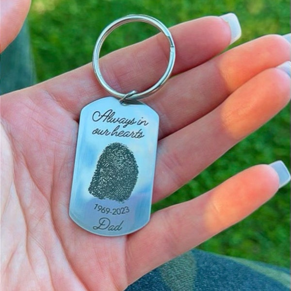 Personalized Thumbprint Memorial Keychain - Always in Our Hearts - Name ...