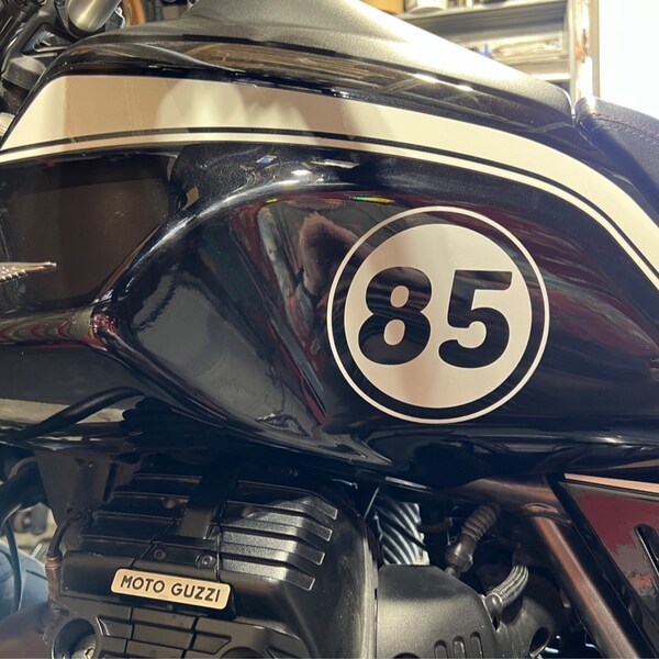 Motorcycle Vintage Gas Tank and Fender Inverted Racing Number Decal ...