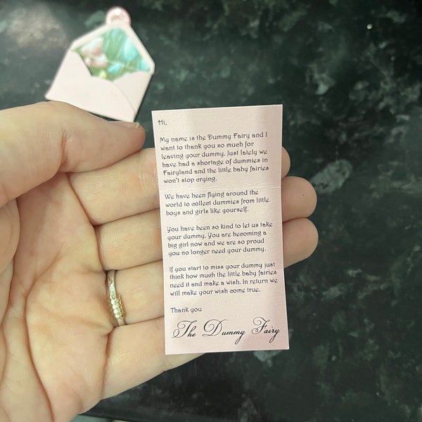 Dummy Fairy Letter for Little Girl | Dummy Weaning | Dummies | Fairy ...