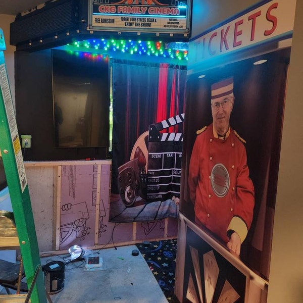 Ticket Booth - Door Mural With an Usher. Cinema. Decal for Window, Wall ...