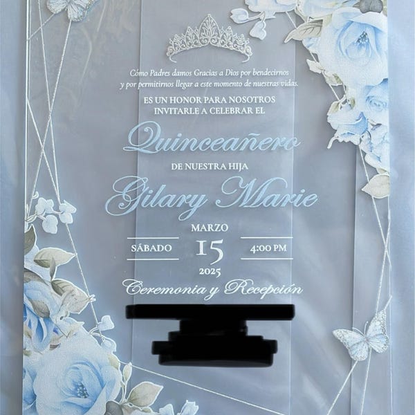 Clear Acrylic Quinceañera Invitations for Enchanted Forest Garden Theme ...