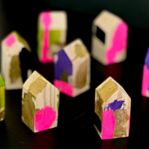 Set of 12 Wooden Houses in a Box, Small Village in a Box. Ready to ...