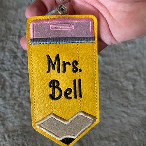 Personalized Crayon ID Badge Holder Pencil Employee ID Holder Teacher ...