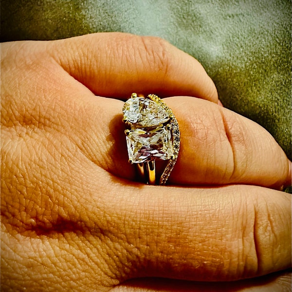 Toi Et Moi Ring and Matching Band Set, Promise Ring, Engagement Ring ...