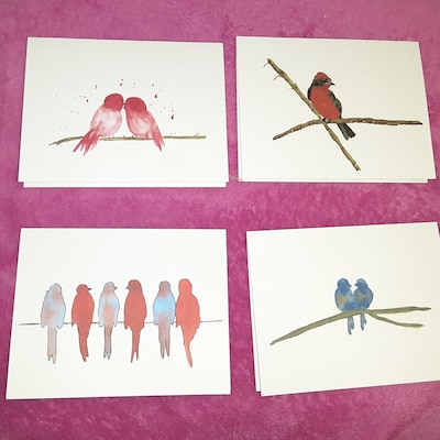 Custom Watercolor Birds Cards Variety Set, Watercolor Bird Note Cards ...