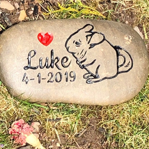 Pet Memorial Chinchilla Stone 5”/6" or 7”/8", Engraved Personalized ...