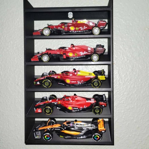 V2 6 Car Tilted Bburago 1:43 1/43 F1 Formula 1 Race Car Display Stand W ...