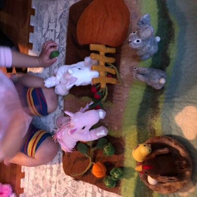 Felt Rustic Farm Animal Play Set Pretend Play, Felt Mat, Play Mat ...