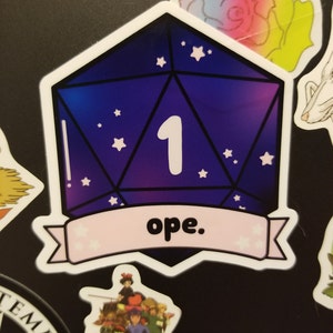 D20 DND OPE Crit Fail 2inch Acrylic Charm and 3inch Vinyl Sticker - Etsy