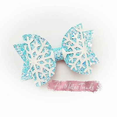 Christmas Snowflake Bow Template, Lace Bow SVG, Frozen Hair Bow PDF ...