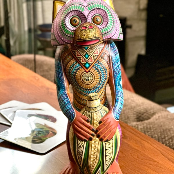 Alebrije Rabbit Oaxacan Wood Carving Hand Painted Mexican Craft Home ...