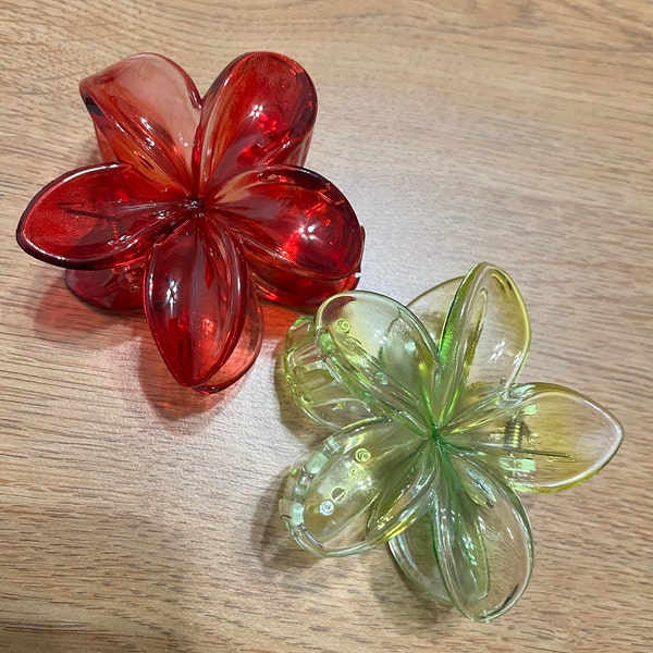 Hawaiian Flower Hair Claw Barrettes Clip Cute Summer Hair Accessories ...