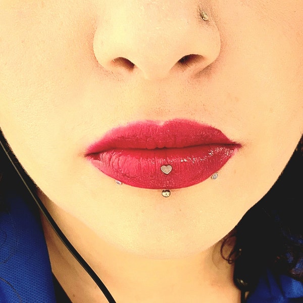 16g (1.2mm) Titanium Silver Heart and Fixed Ball Curved Threadless ...