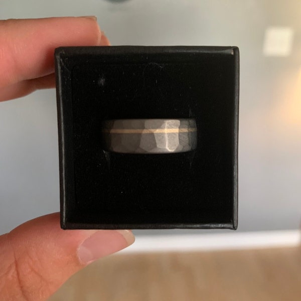 Faceted Titanium With 14k Yellow Gold Inlay - 8mm Men's Wedding Band ...