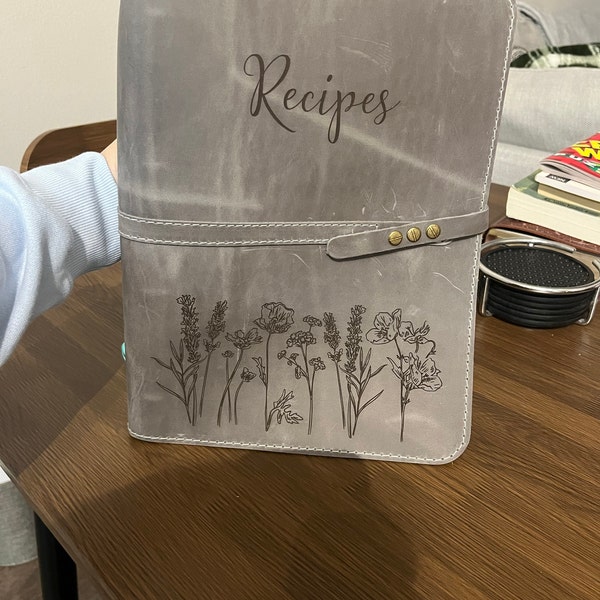 Leather Recipe Book With Flowers Personalized Mothers Day Gift Recipe ...