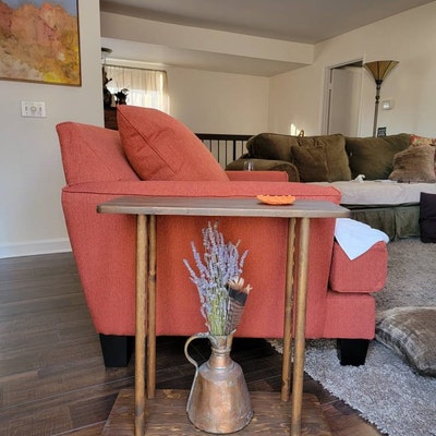Narrow Side Table for Livingroom, Couch Table, Walnut Wood Sofa Table ...