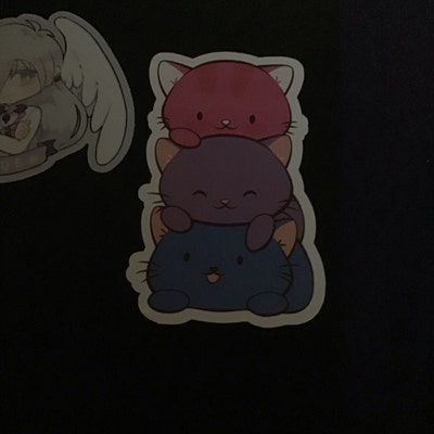 Kawaii Cats Bi Pride Sticker Cute Pride Cat Sticker for Laptop ...