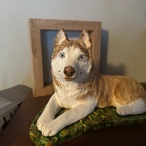 Siberian Husky Concrete Statue Grave Marker Garden Decor Husky Memorial ...