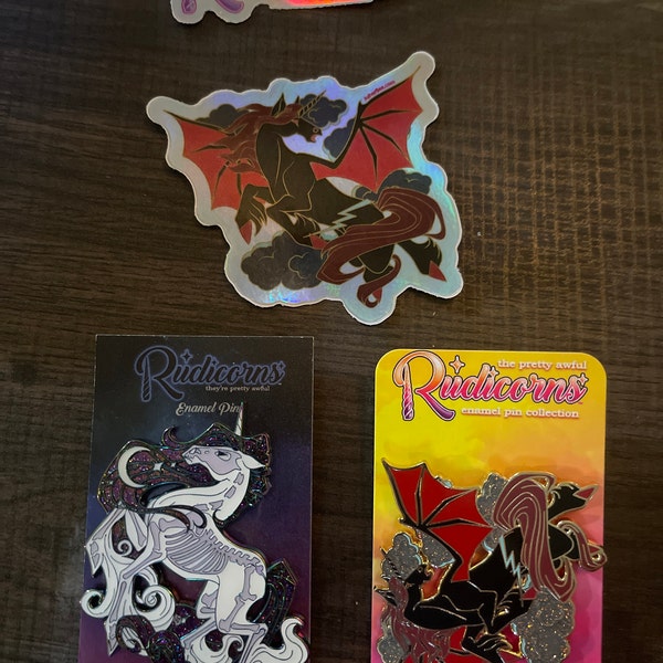 GRADE B Wicked Unicorn B Rainbow Metal Anodized Enamel Pin - Etsy