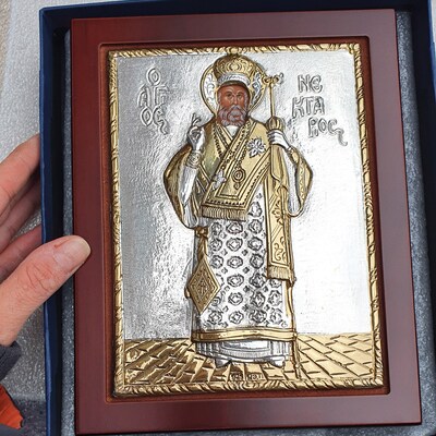 The Annunciation of Tinos Greek Orthodox Silver Icon 23x18cm gold ...