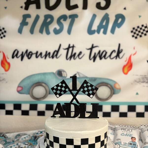 Custom Racing Flags Cake Topper, Car Party Decor, Two Fast Cake Topper, Racecar Birthday Cake ...