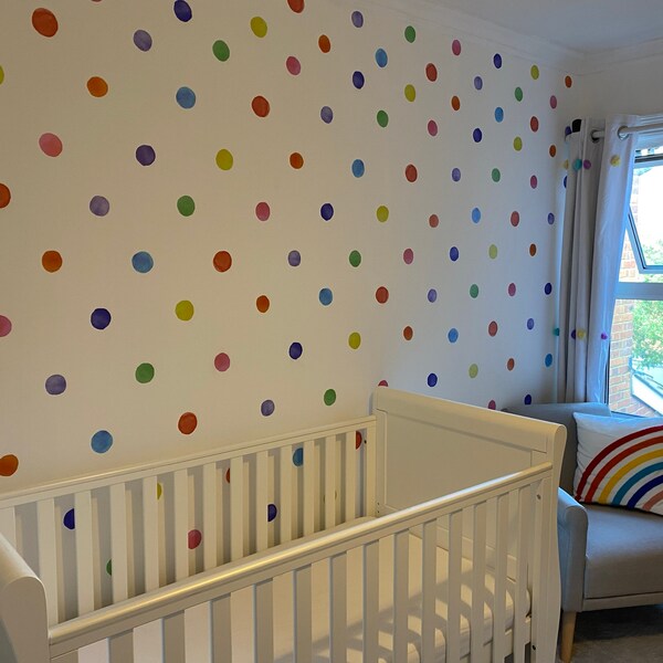 Polka Dot Wall Stickers | Rainbow Watercolour Decal's Dots | Watercolor ...