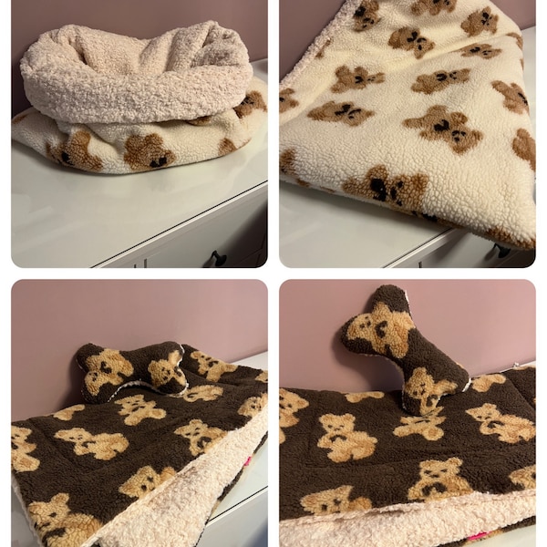 Animal Pattern Sherpa Fleece,teddy Bear Print Plush Lamb Wool Faux Fur ...