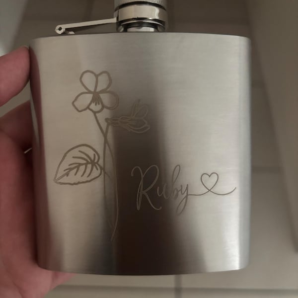 Personalised Hip Flask/custom Hip Flask With Birth Flower/personalised ...