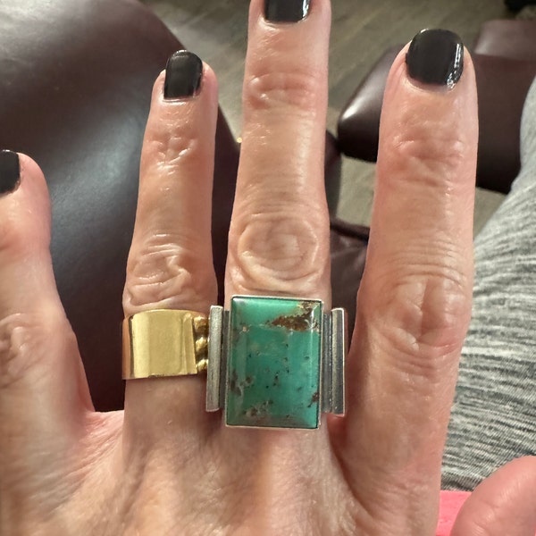 Beth Dutton Inspired Turquoise and Sterling Silver Large Statement Ring ...
